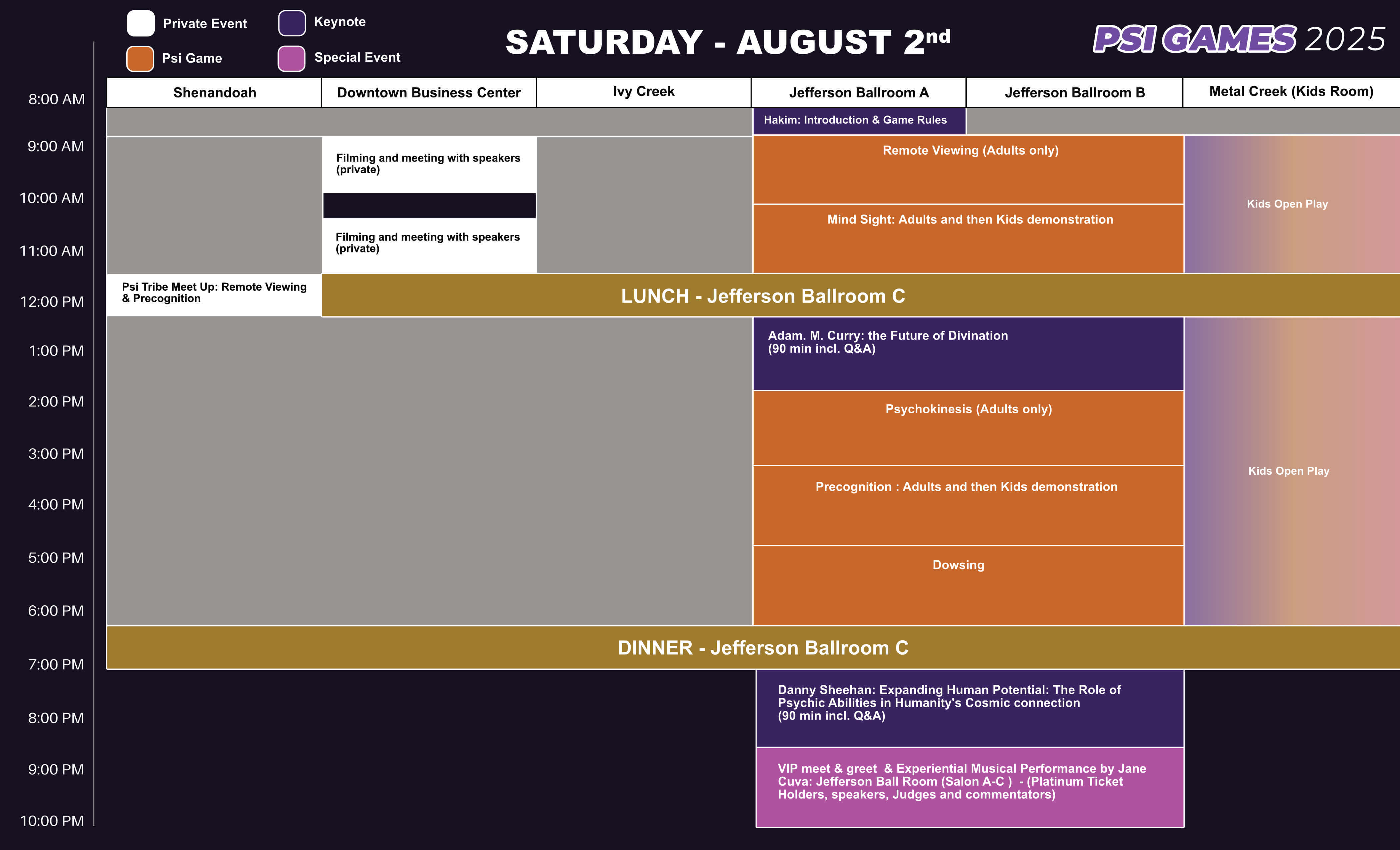 Schedule - PSI 2025 Games