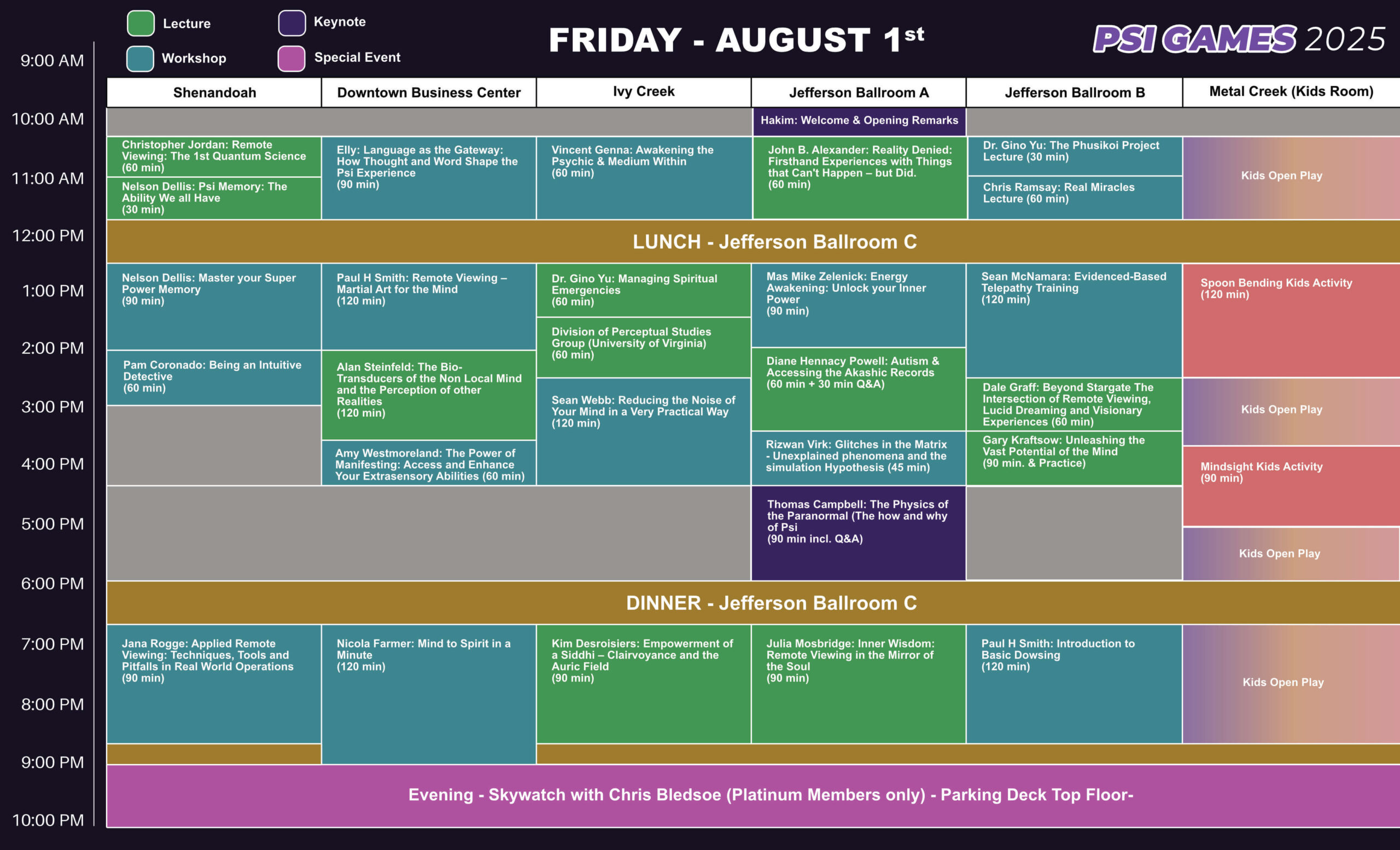 Schedule - PSI 2025 Games